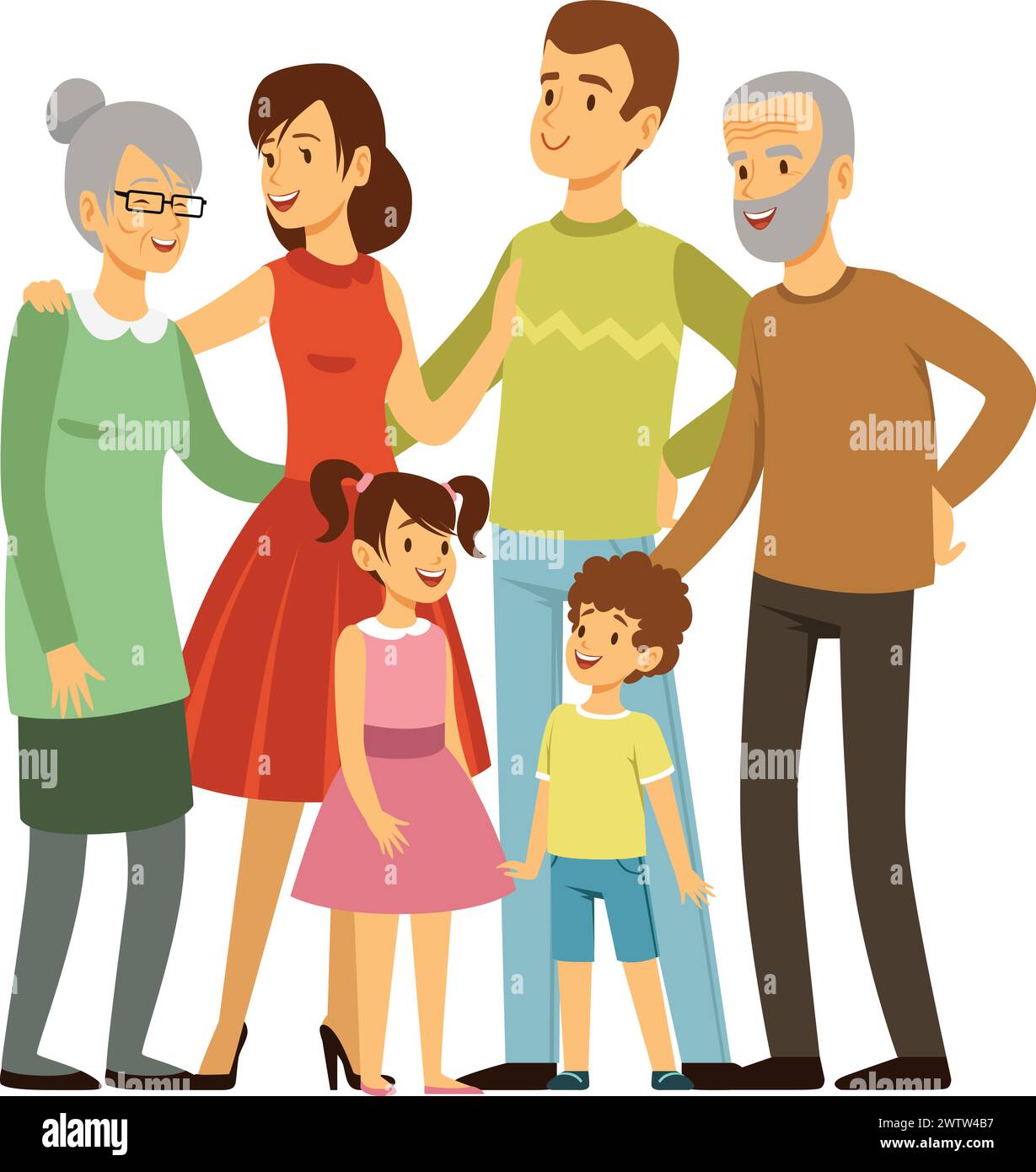 Happy family together. Various generation people bonding Stock Vector ...