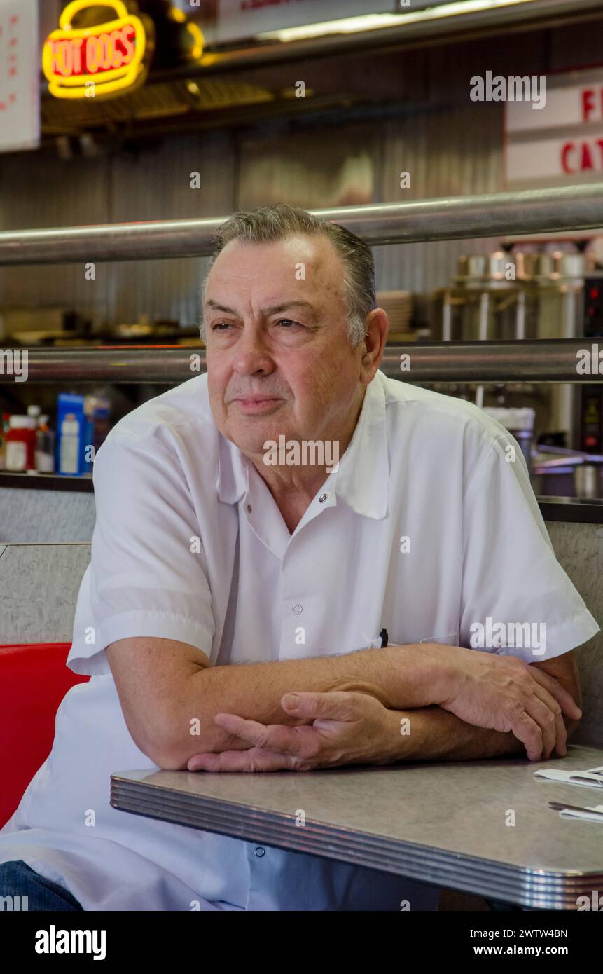The waiter working in the famed American City Diner in Washington DC ...