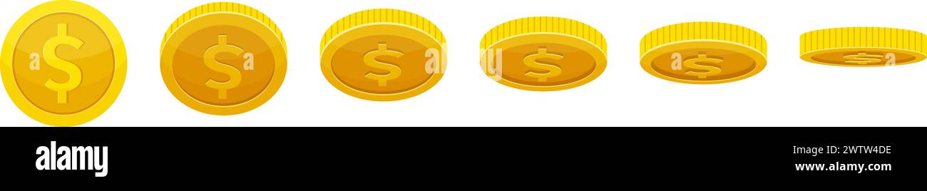 Coin rotation set. Cartoon game money animation Stock Vector Image ...