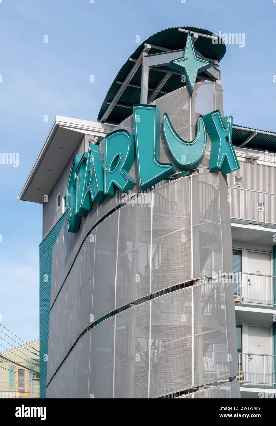 Googie architecture motel sign in Wildwood, New Jersey Stock Photo - Alamy