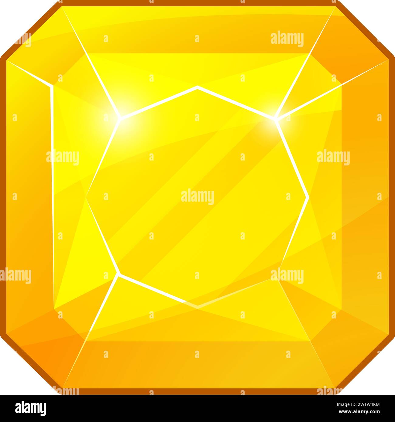 Yellow square gemstone. Precious jewel. Shiny crystal Stock Vector ...