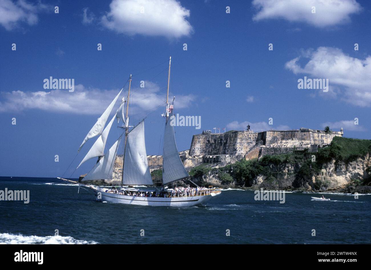 porto rico puerto rico usa old sailing boat front san juan citadel ...