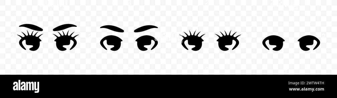 Eyes with eyelashes and eyebrows, cartoon and doll, graphic design ...