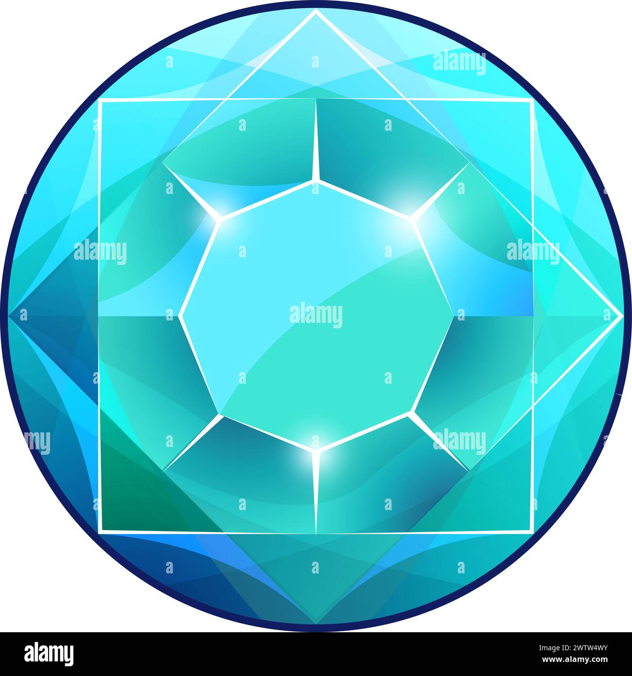 Blue jewel. Gem shiny reflection. Precious gemstone Stock Vector Image ...