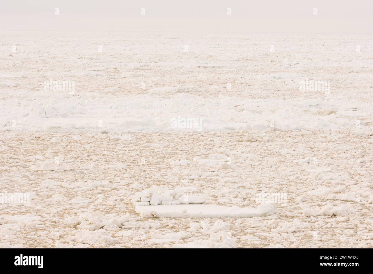 Seascape open lead rough pack ice over the Chukchi sea in springtime ...