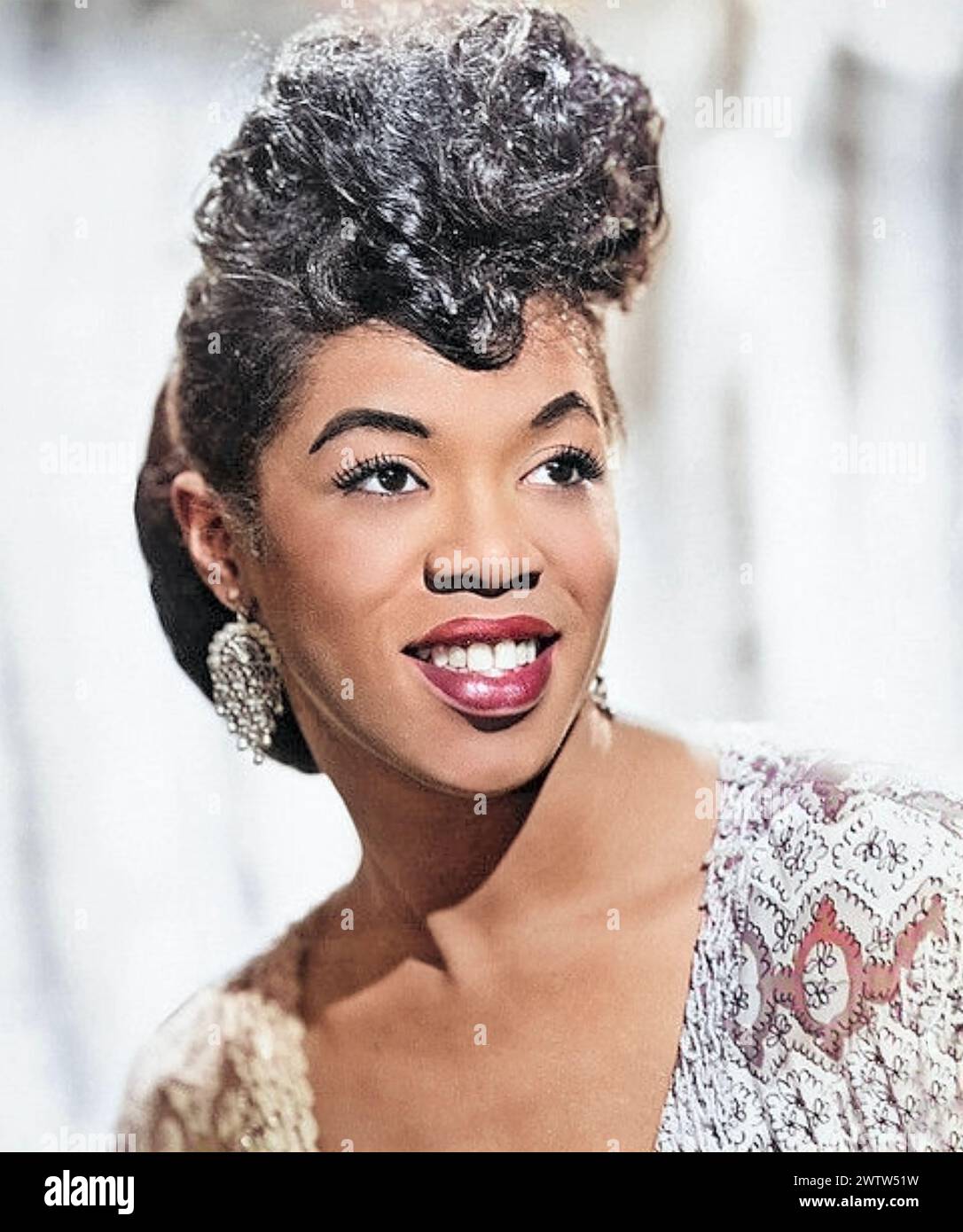 SARAH VAUGHAN (1924-1990) American jazz singer about 1955 Stock Photo ...