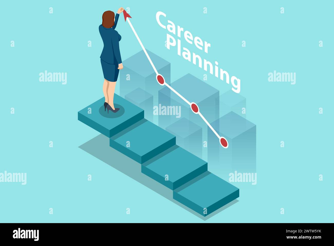 Isometric Career Growth. Business Arrow Target Direction. Success ...