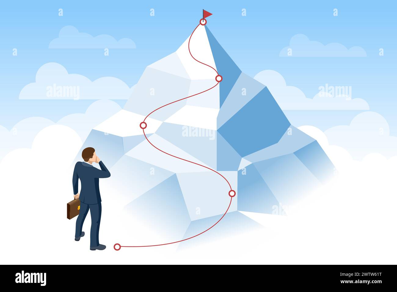 Isometric Career Growth. Business Goal Achieving, Development, Progress ...