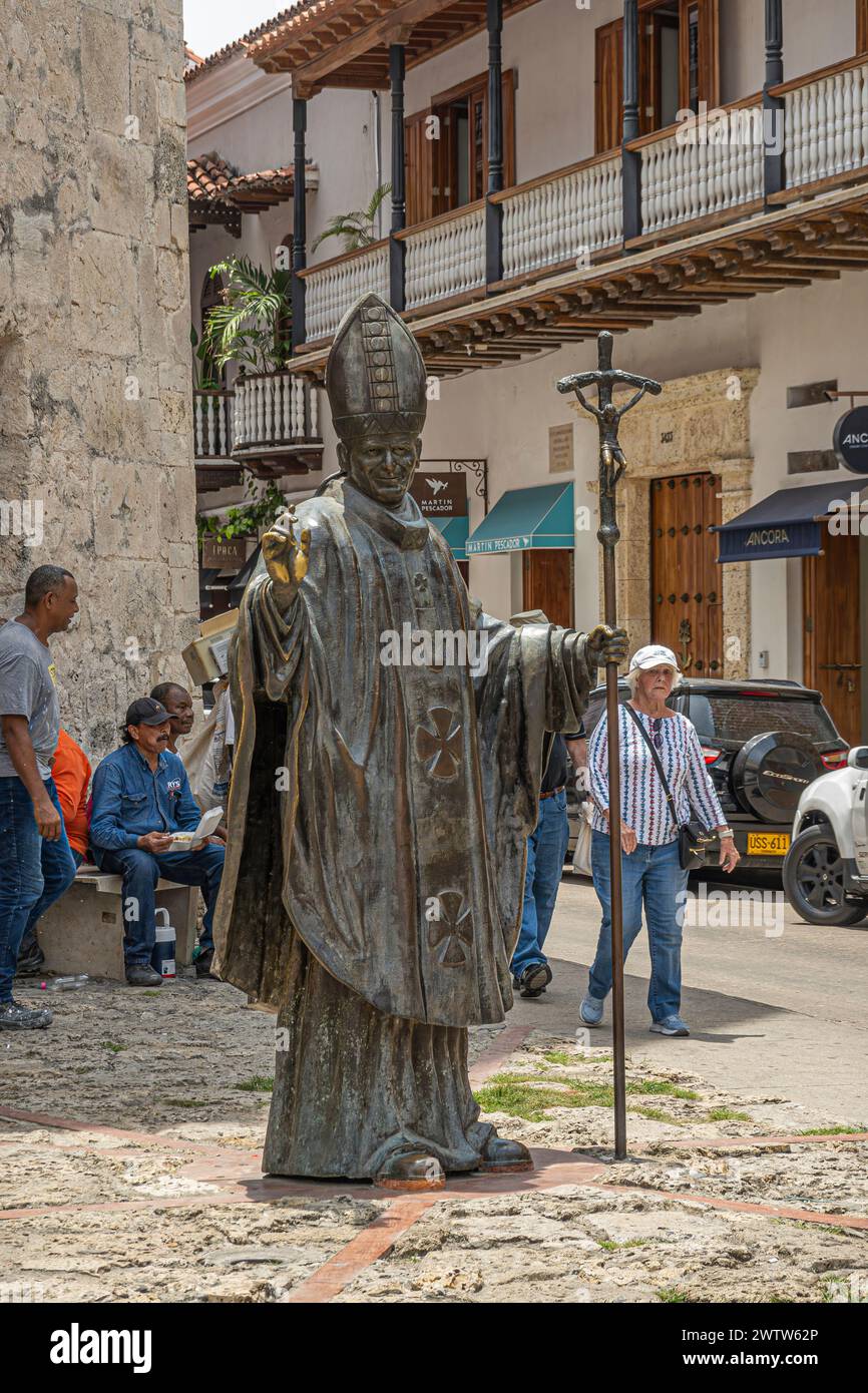 Cartagena, Colombia - July 25, 2023: Pope John Paul II bronze statue in ...