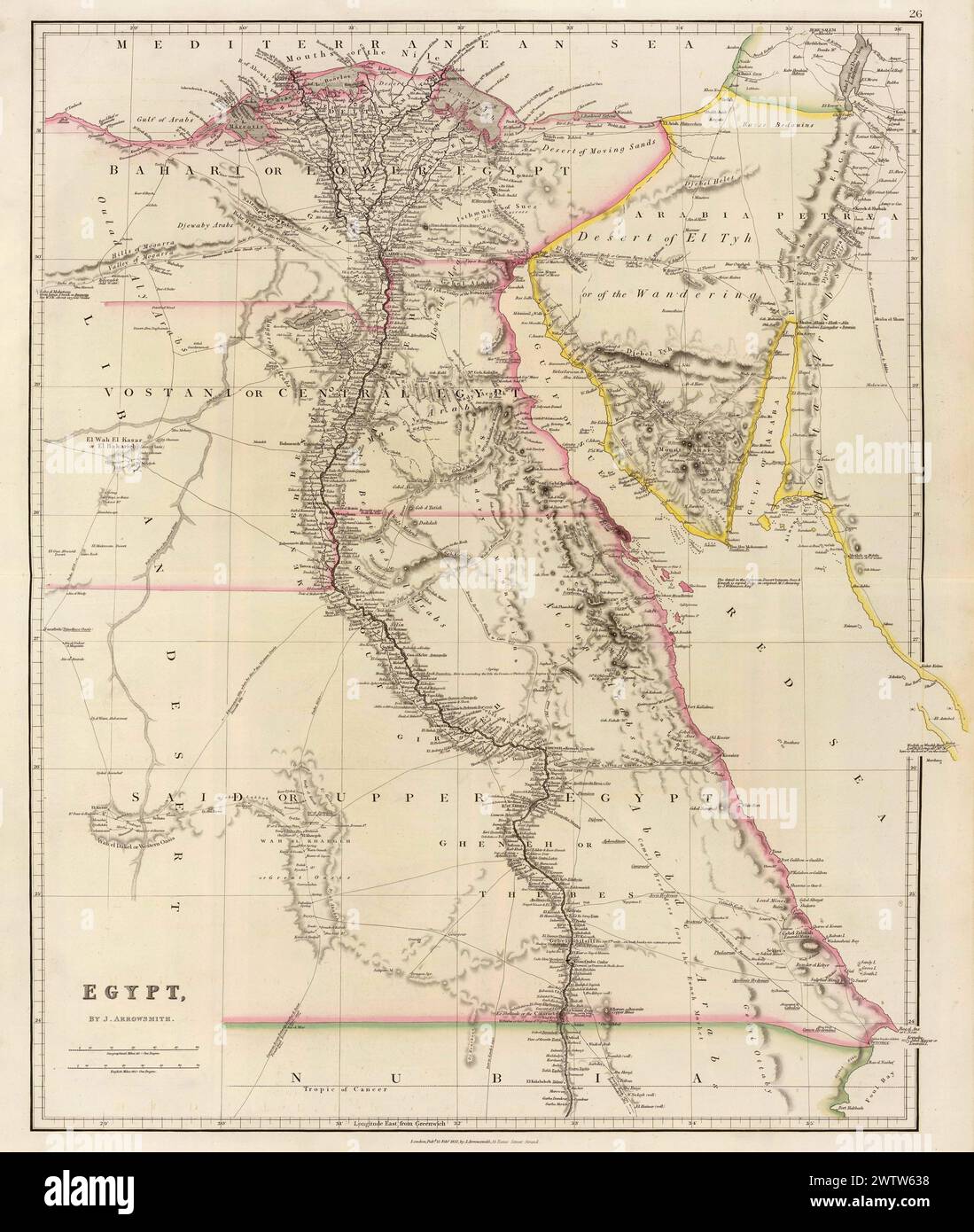 Vintage map. Egypt, by John Arrowsmith's circa 1832 Stock Photo - Alamy