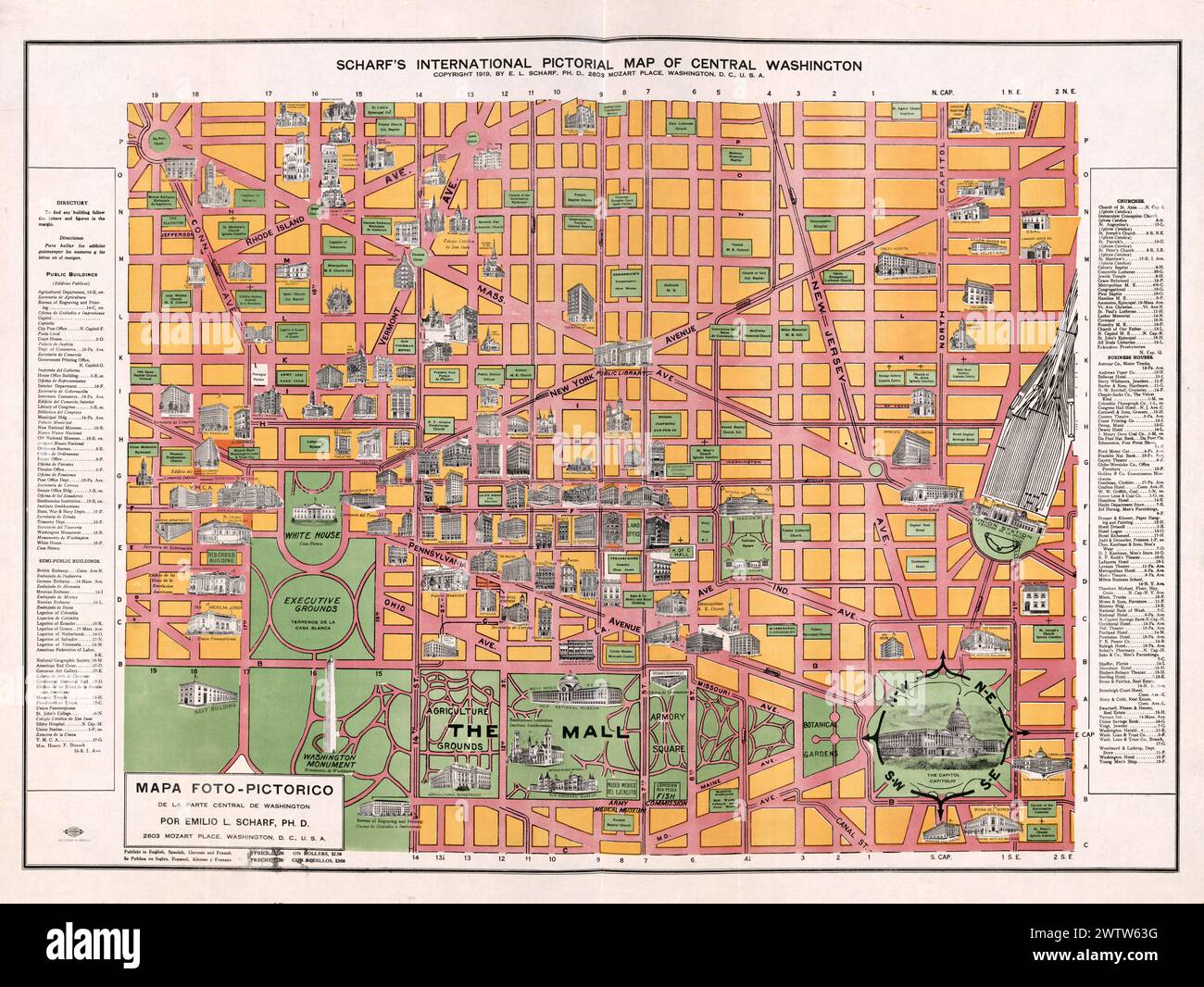 Vintage Map. "Scharf's International pictorial map of central ...