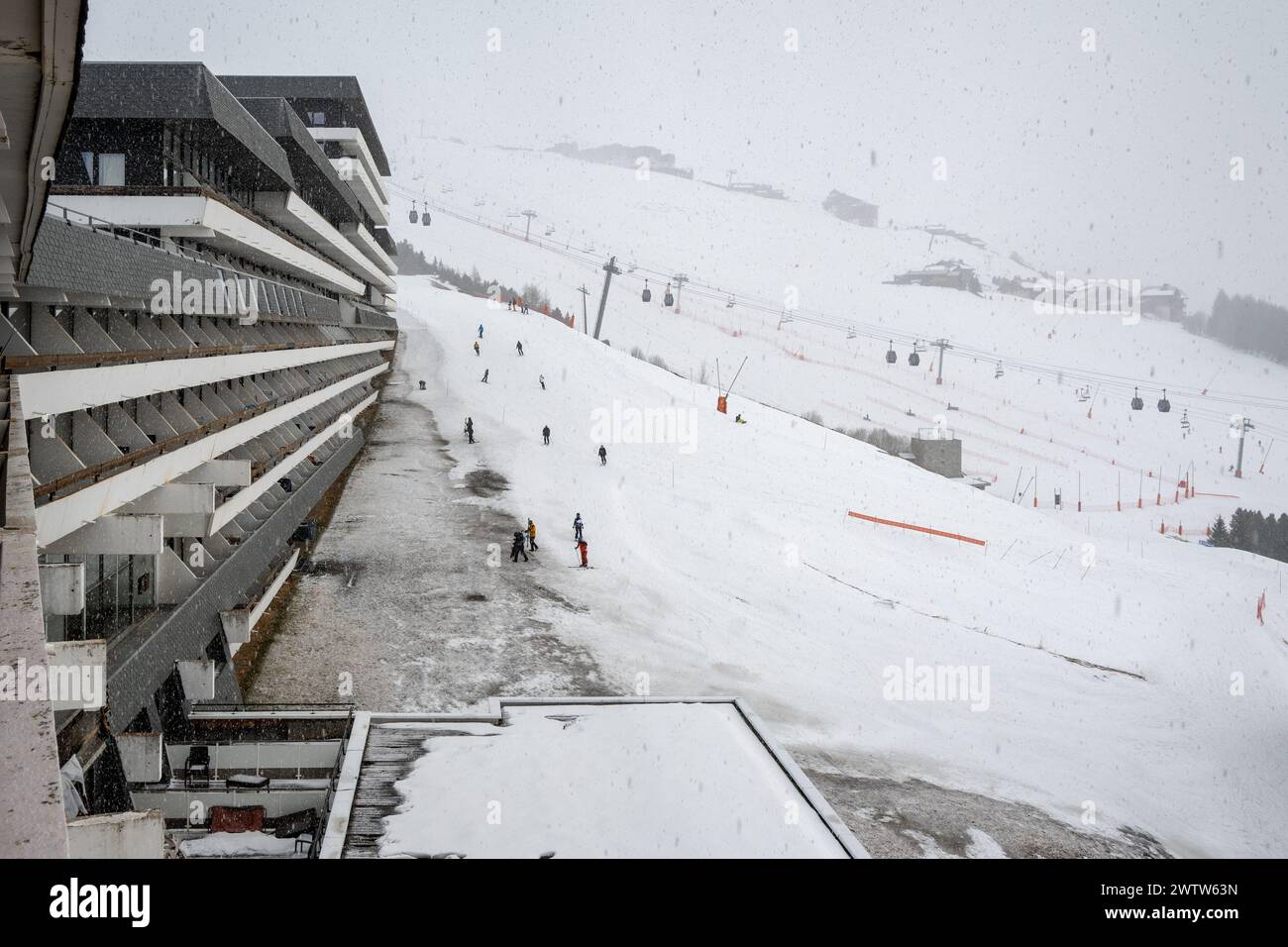 Les Menuires, France, Landscape of ski ground at Les Menuires ...