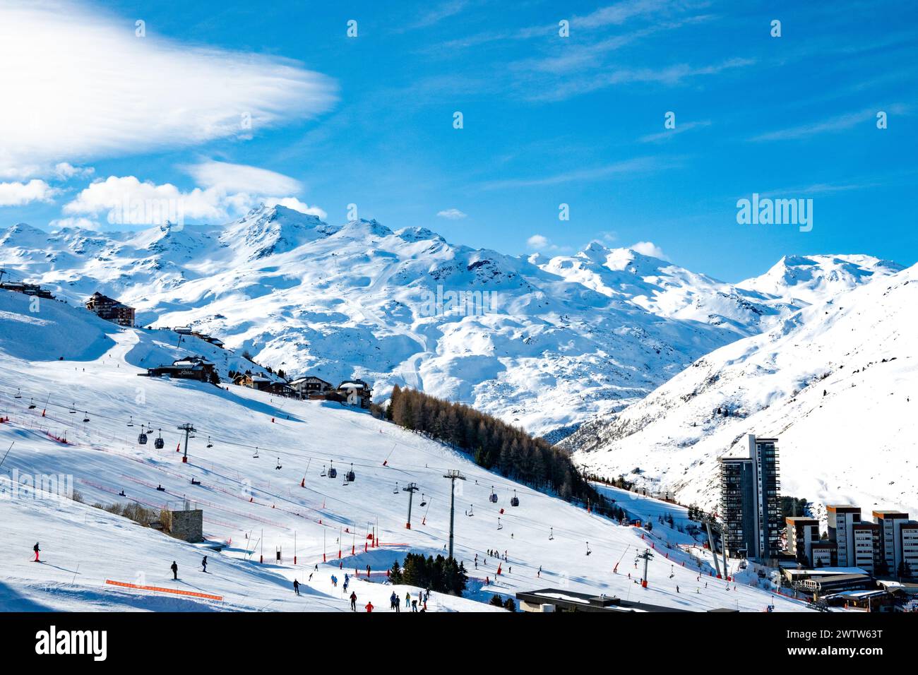 Les Menuires, France, Landscape of ski ground at Les Menuires ...
