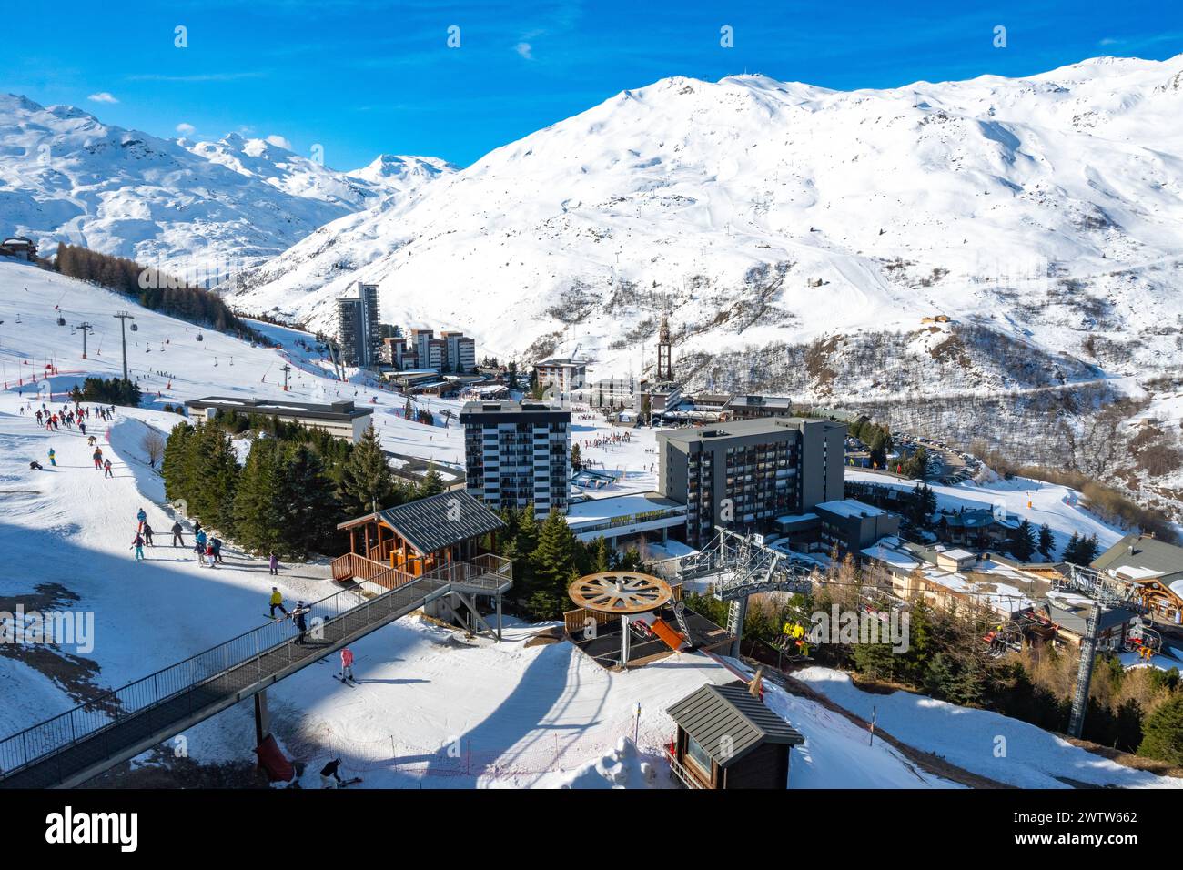 Les Menuires, France, Landscape of ski ground at Les Menuires ...
