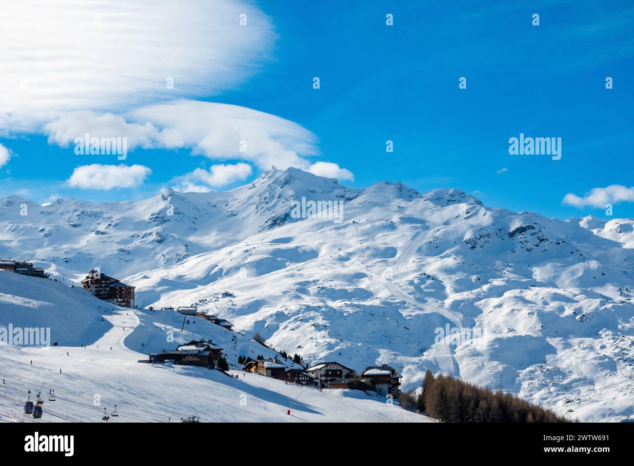 Les Menuires, France, Landscape of ski ground at Les Menuires ...