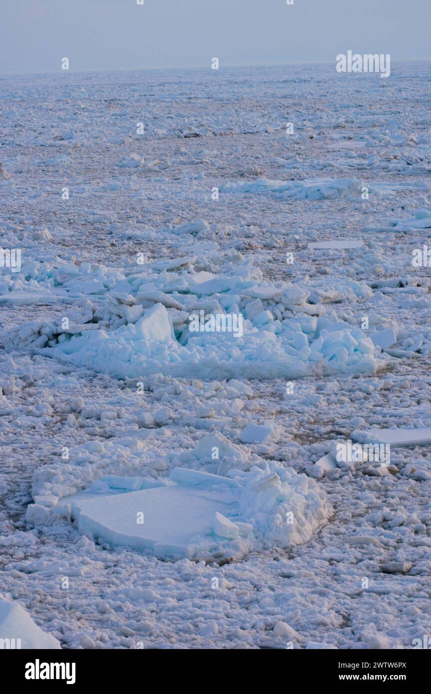 Seascape open lead rough pack ice over the Chukchi sea in springtime ...