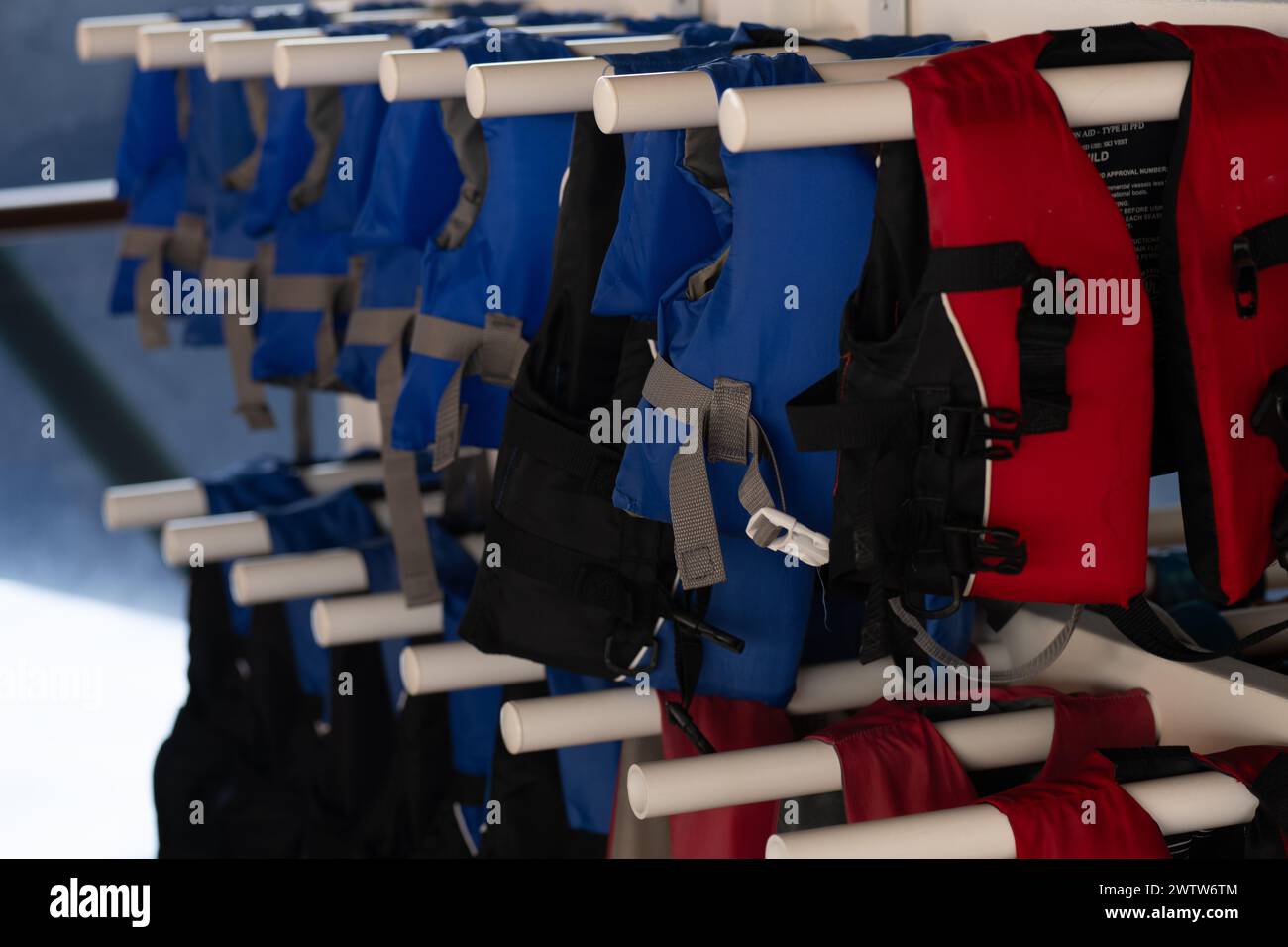 Hanging life jackets hi-res stock photography and images - Alamy