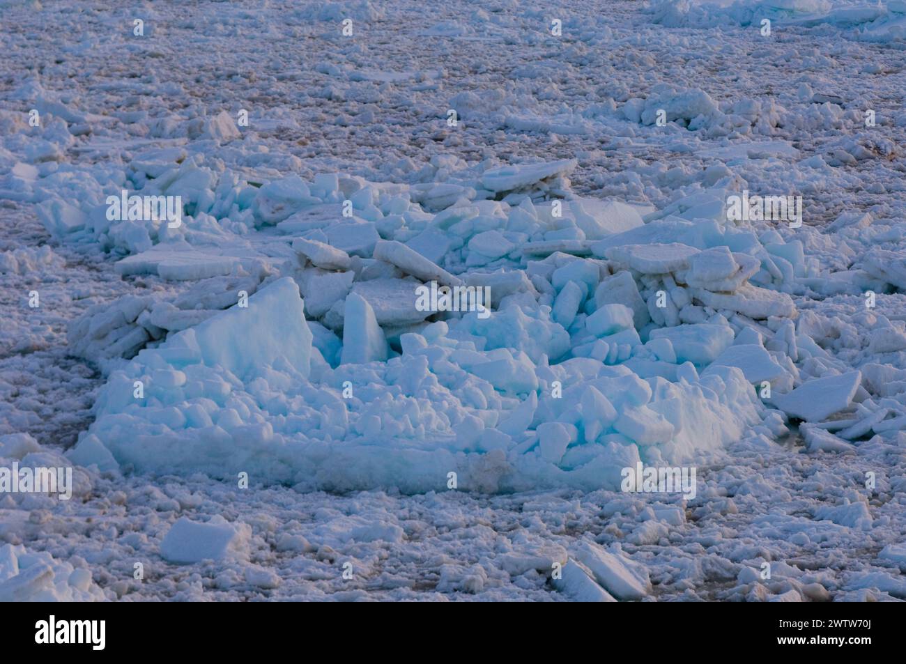 Seascape open lead rough pack ice over the Chukchi sea in springtime ...