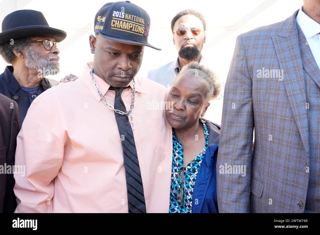 Eddie Terrell Parker, left, stands with his aunt, Linda Rawls, outside ...