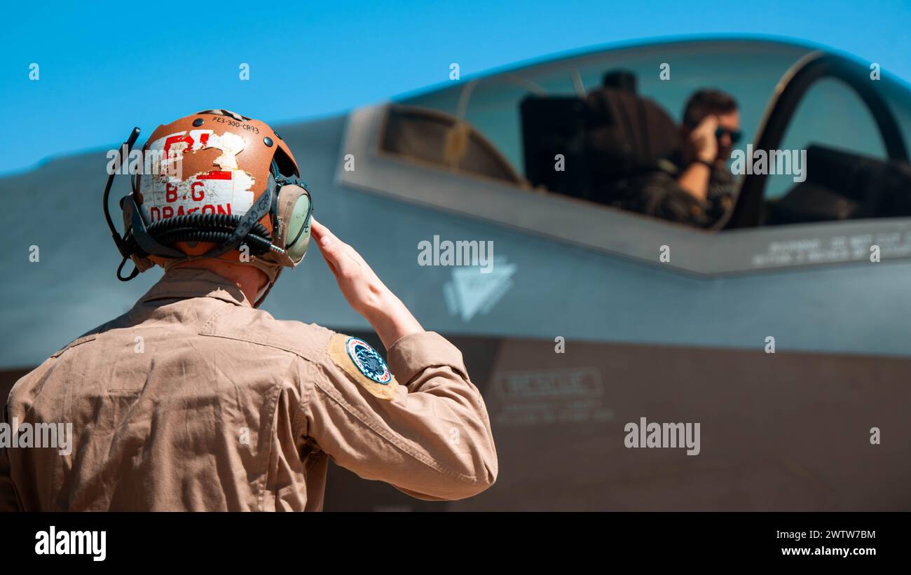 U.S. Marine Corps Cpl. Thomas Hawley, VMFA-533 powerline plane captain ...
