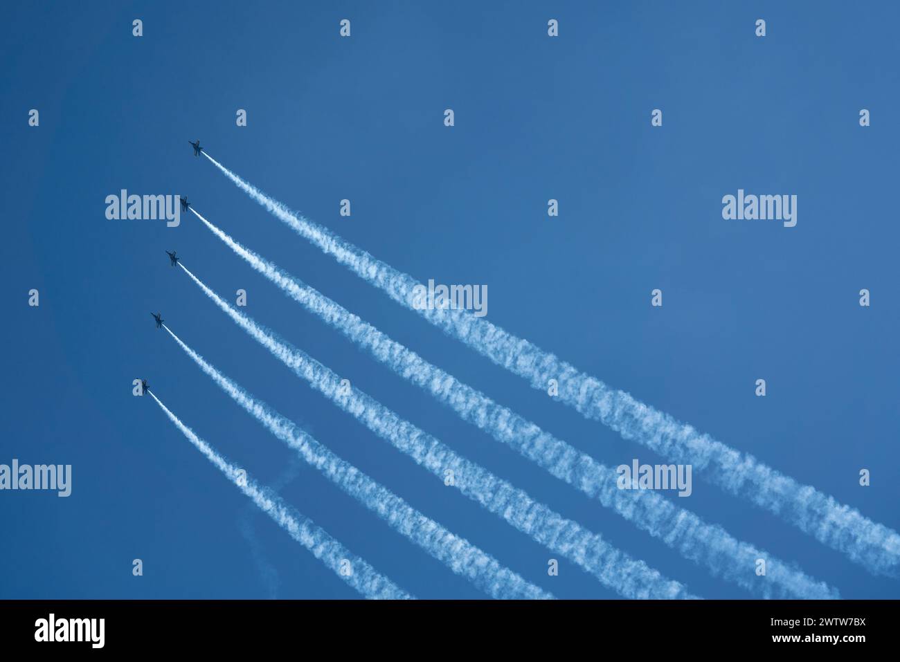U.S. Navy Blue Angels perform aerobatic formation maneuvers during the ...