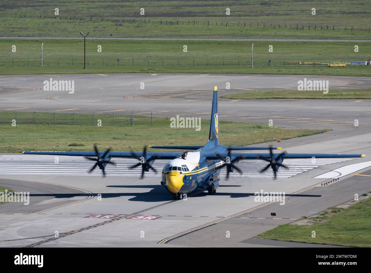 U.S. Navy C-130J Hercules “Fat Albert” taxis during the Travis Air ...