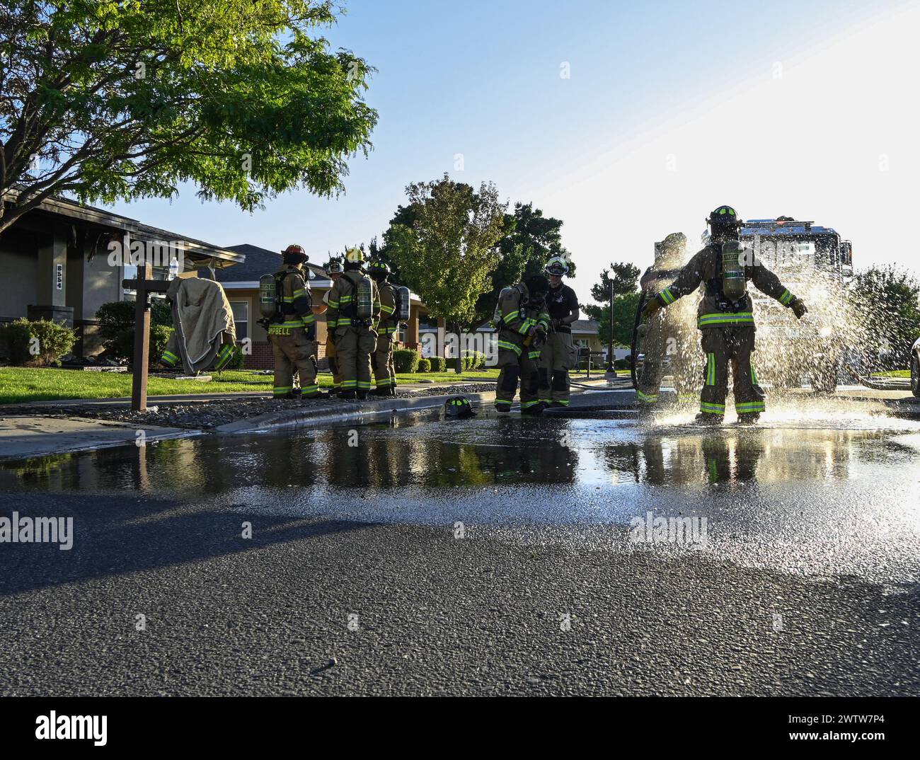 U.S. Air Force 366th Civil Engineer Squadron firefighter stands as he’s ...