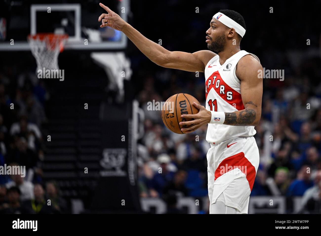 Toronto Raptors forward Bruce Brown (11) gives directions during the ...