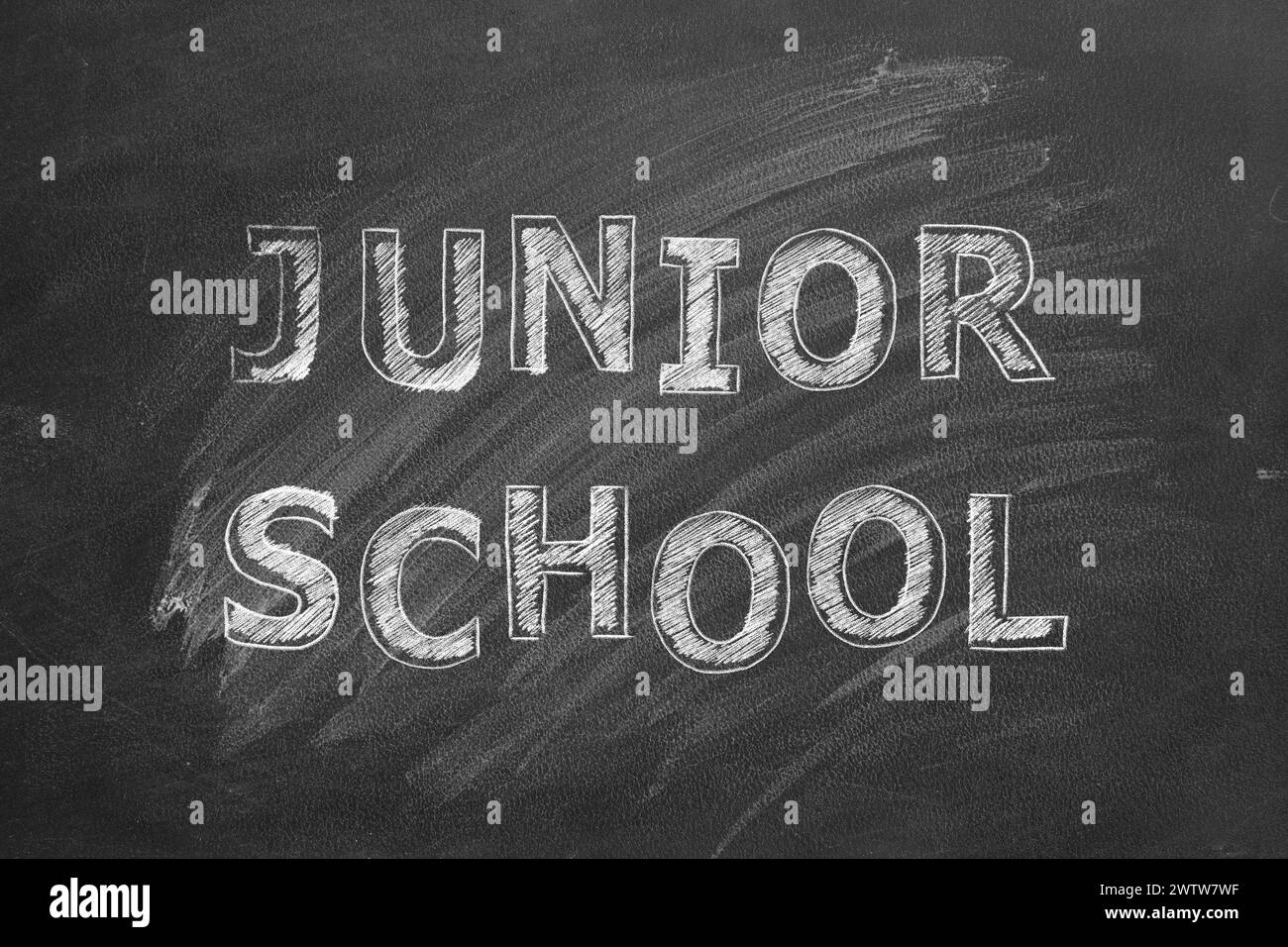 Lettering Junior school on blackboard Stock Photo - Alamy