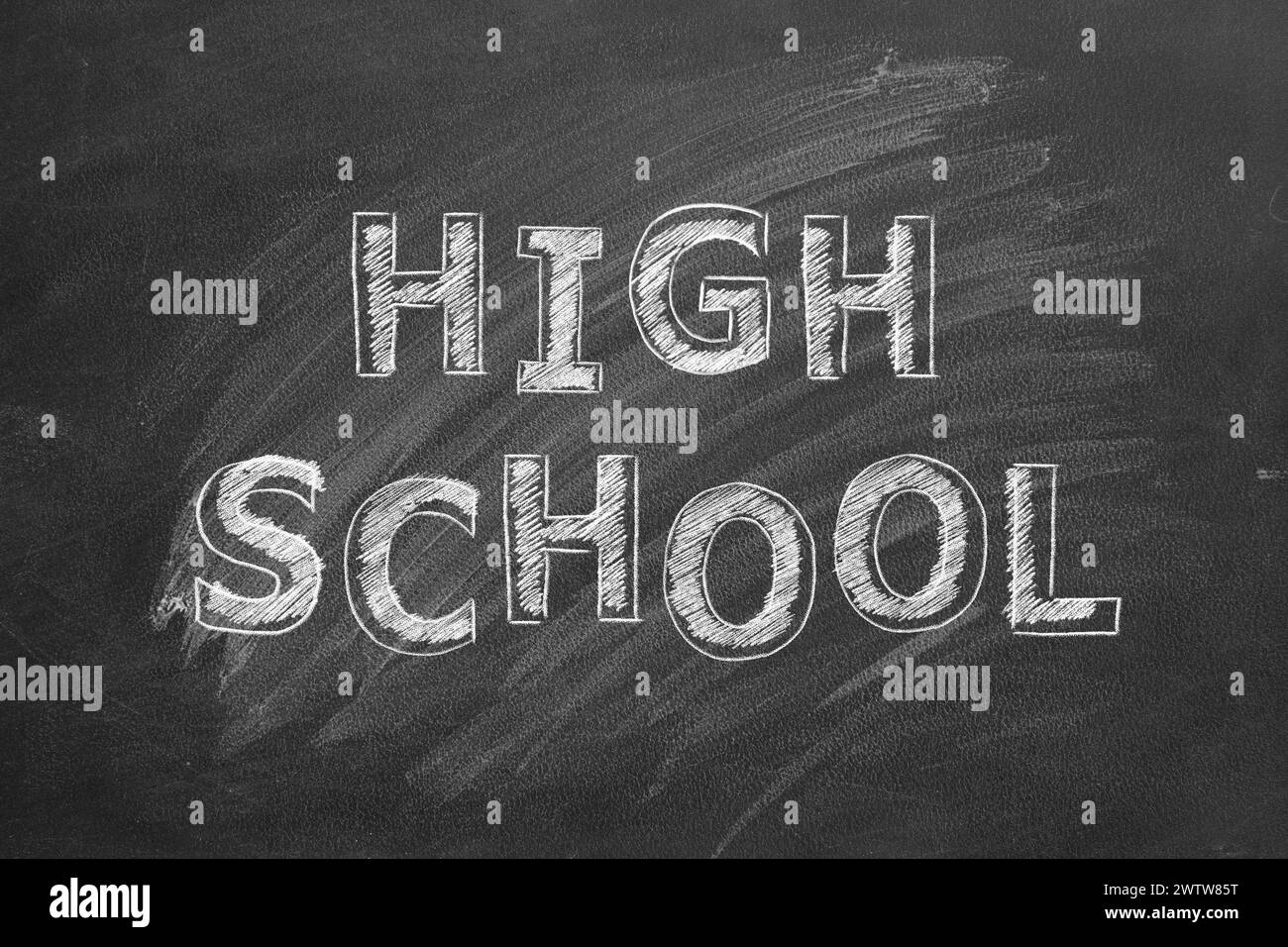 Hand drawing text High school on black chalkboard Stock Photo - Alamy