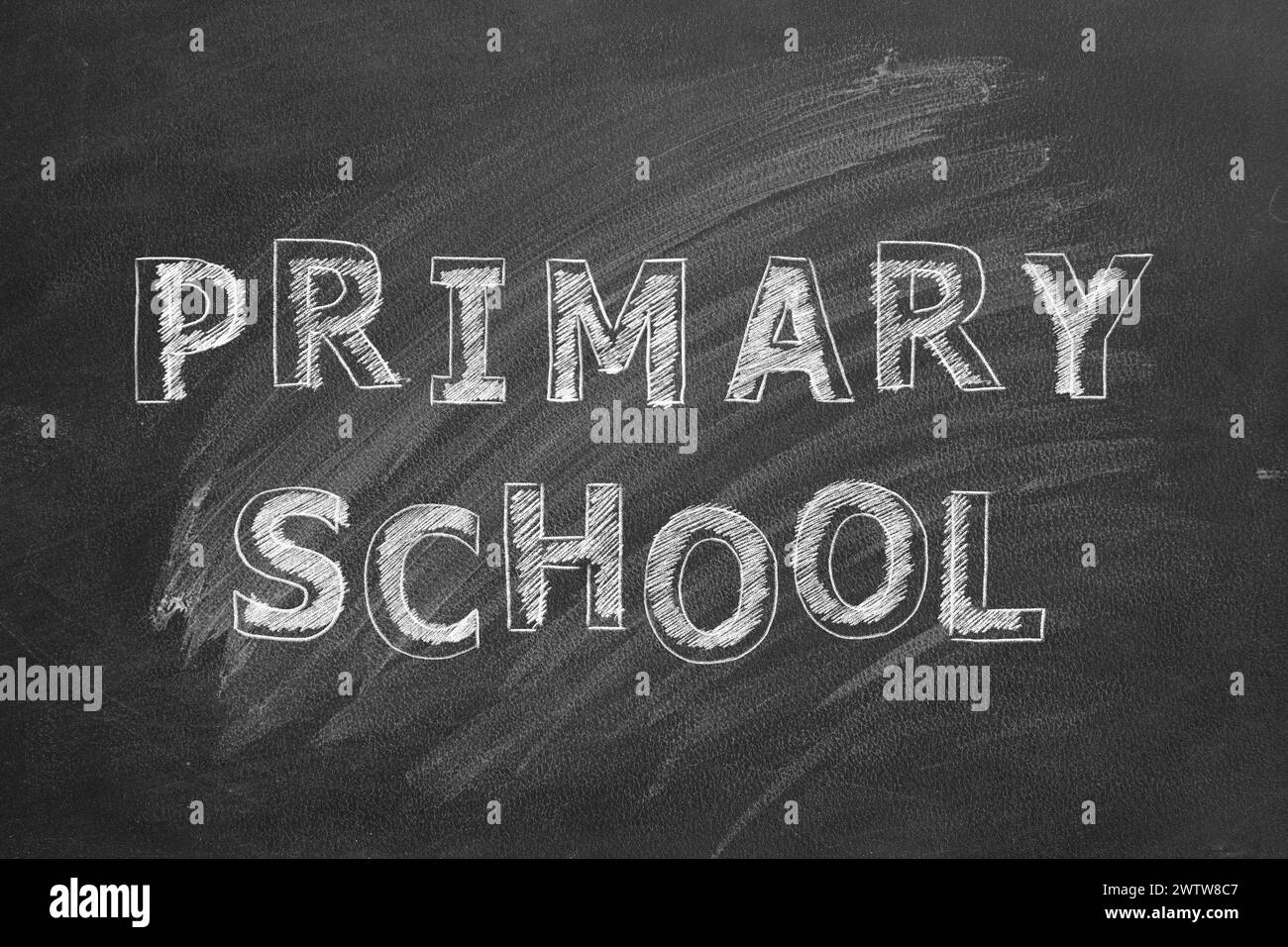 Hand drawing text Primary school on blackboard Stock Photo - Alamy