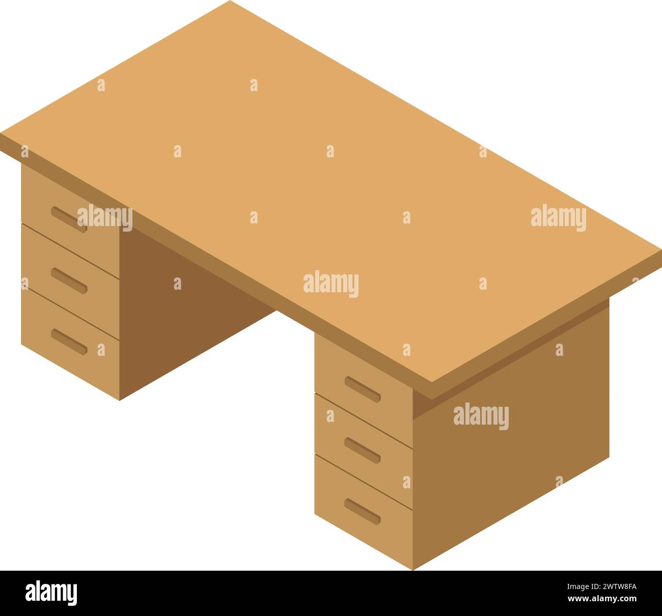 Office workplace desk with wooden drawers isometric icon Stock Vector ...