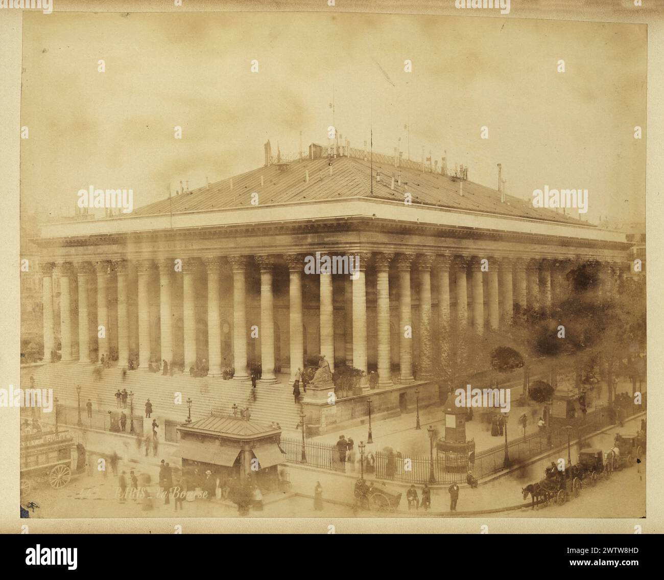 Vintage photograph of the La place de la Bourse, Paris, France, 1880s ...