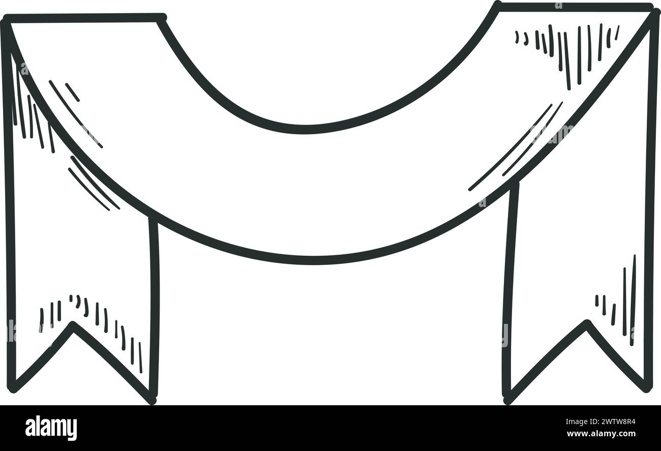 Decorative ribbon doodle. Hand drawn banner template Stock Vector Image ...