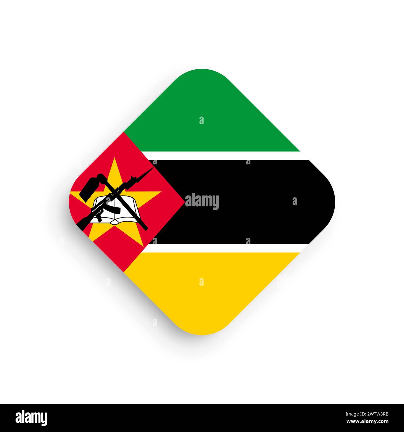 Mozambique flag - rhombus shape icon with dropped shadow isolated on ...