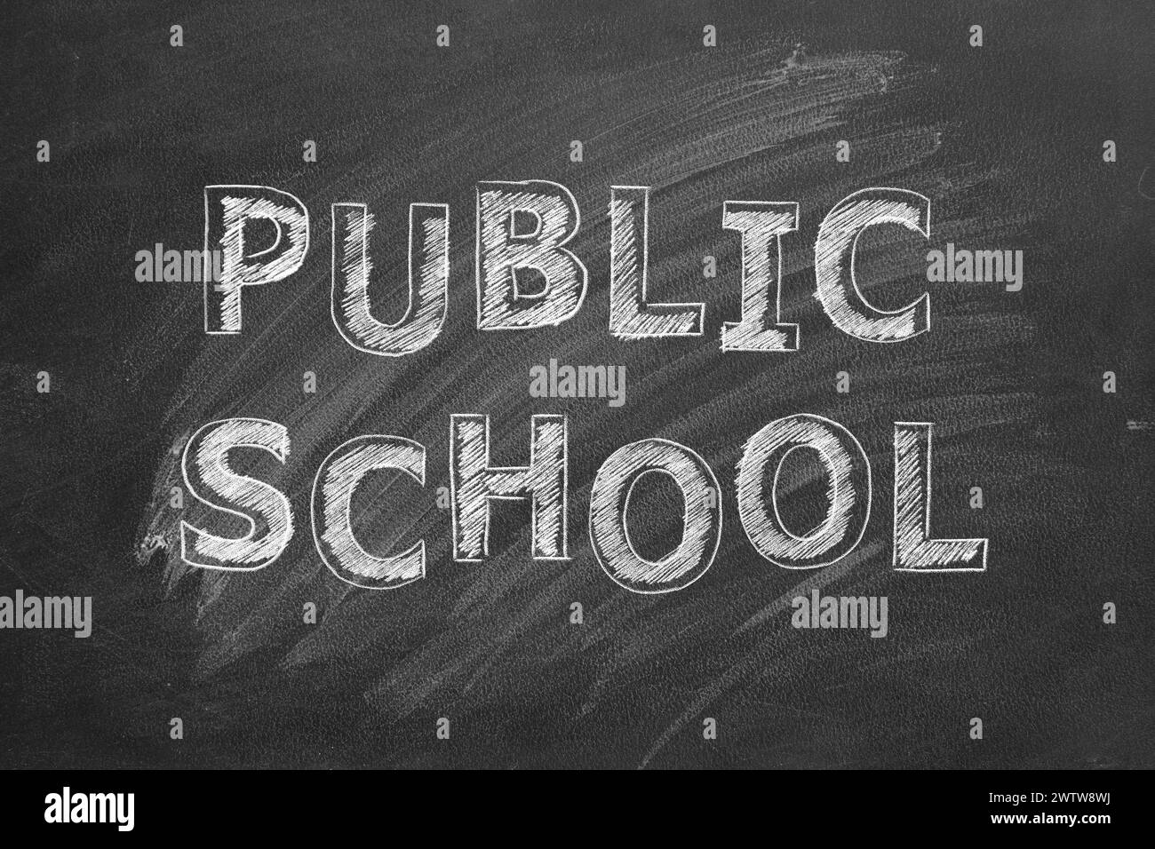 Hand drawing text Public school on black chalkboard Stock Photo - Alamy