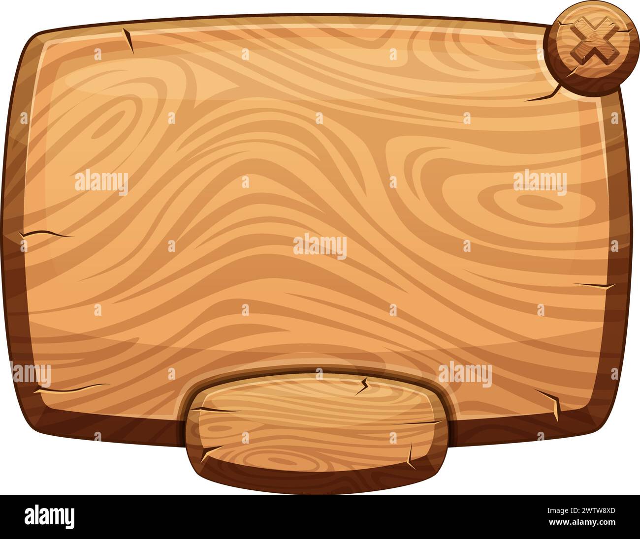 Cartoon game window with wooden texture. Interface element Stock Vector ...