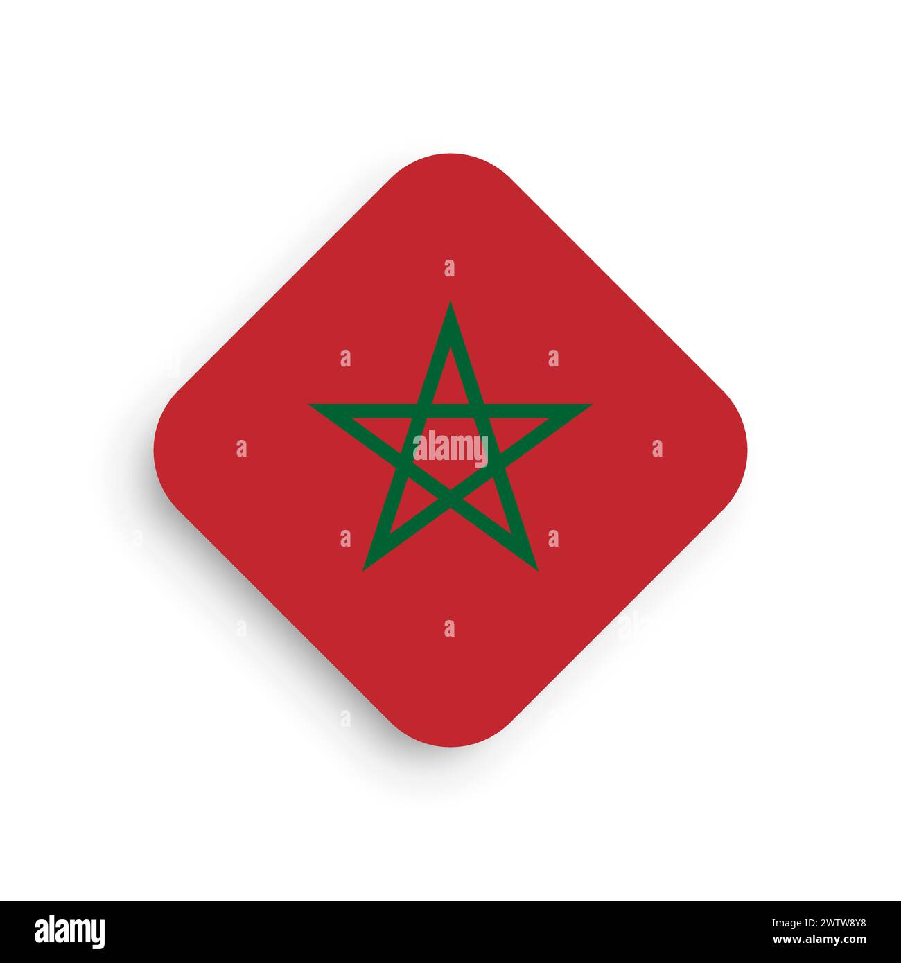 Morocco flag - rhombus shape icon with dropped shadow isolated on white ...