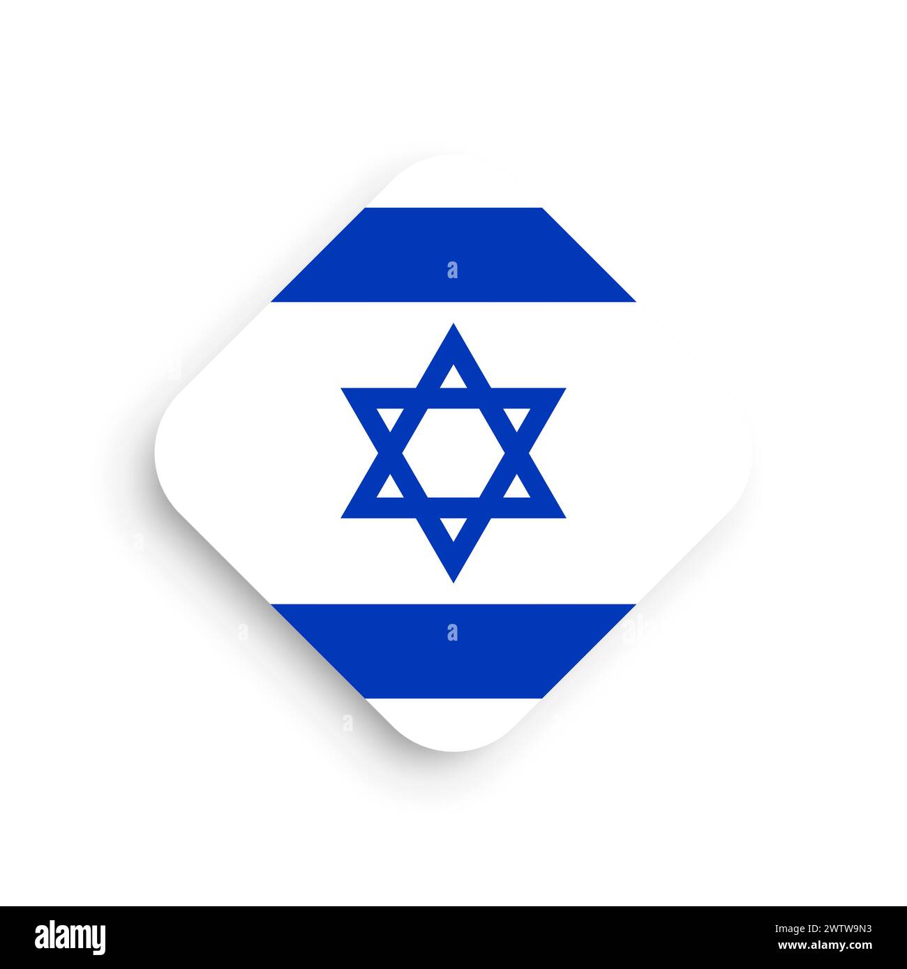 Israel flag - rhombus shape icon with dropped shadow isolated on white ...
