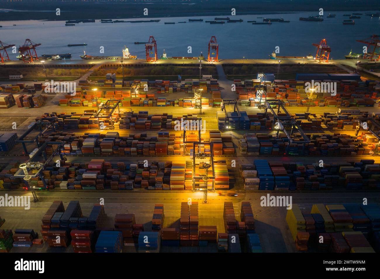 NANJING, CHINA - MARCH 19, 2024 - Aerial photo shows the container ...