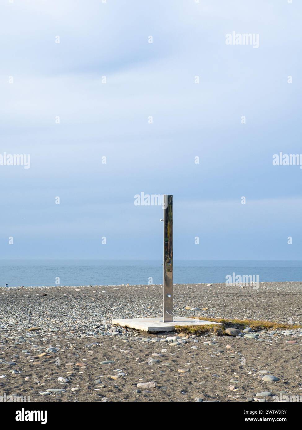 Pillar shower on the beach. Modern infrastructure at the resort. Body ...