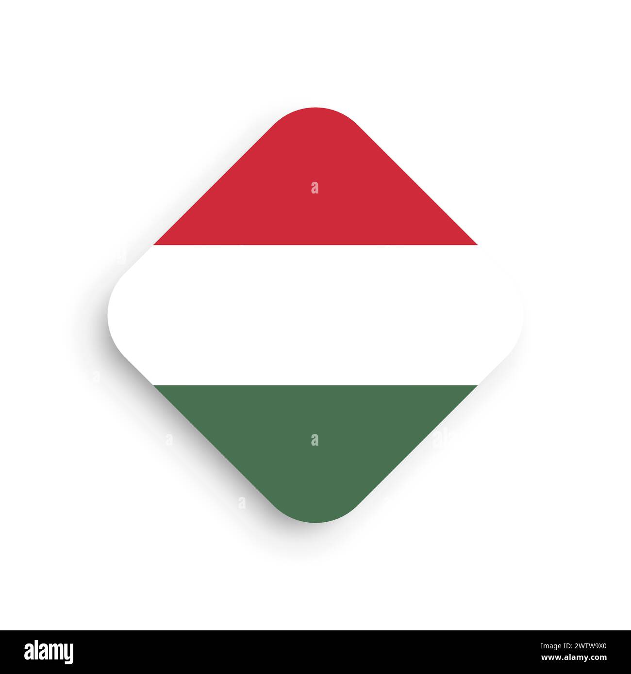 Hungary flag - rhombus shape icon with dropped shadow isolated on white ...