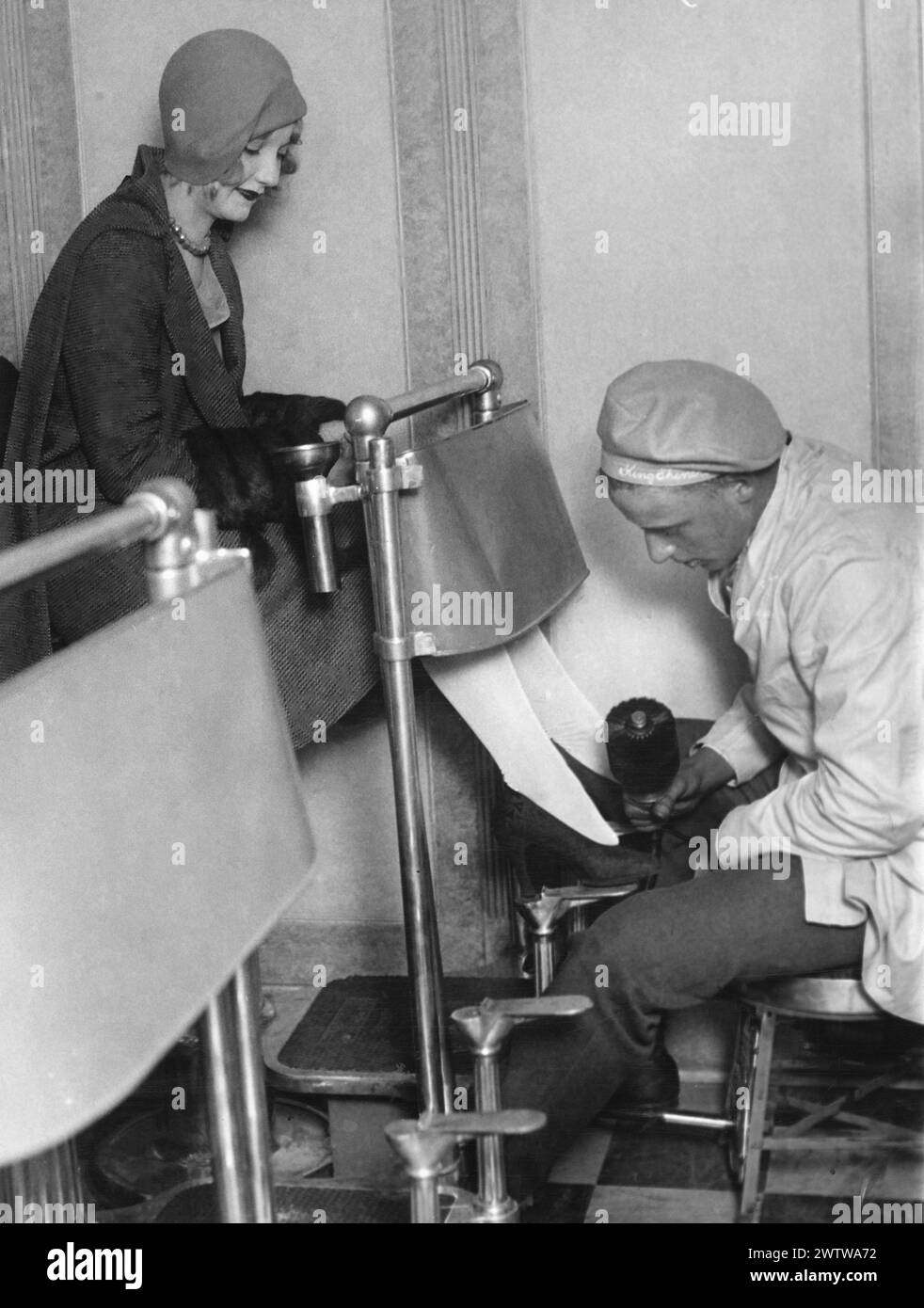 Now a shoe shiner can keep his eyes on is work. Miss Mary Holmes is ...