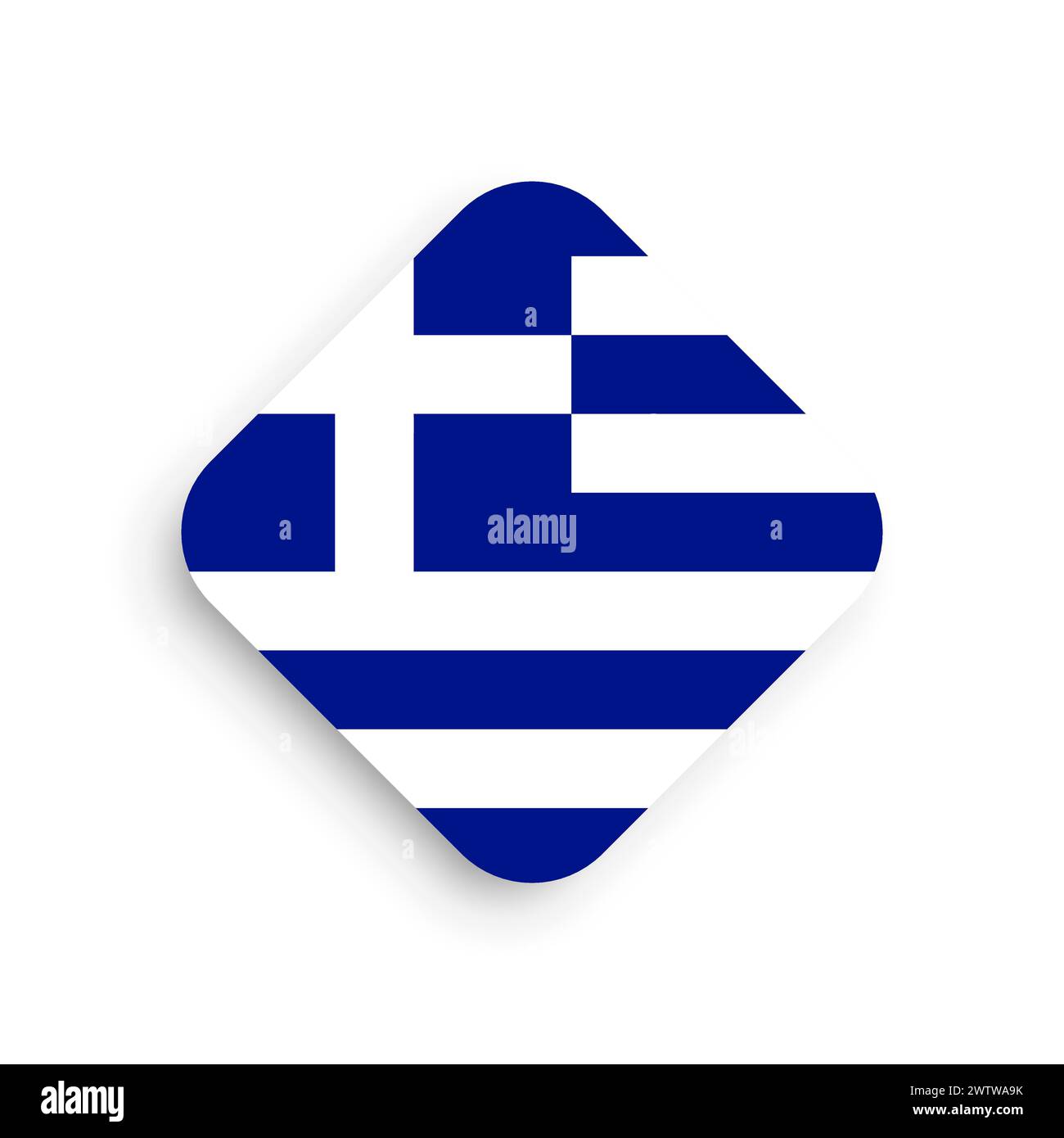 Greece flag - rhombus shape icon with dropped shadow isolated on white ...