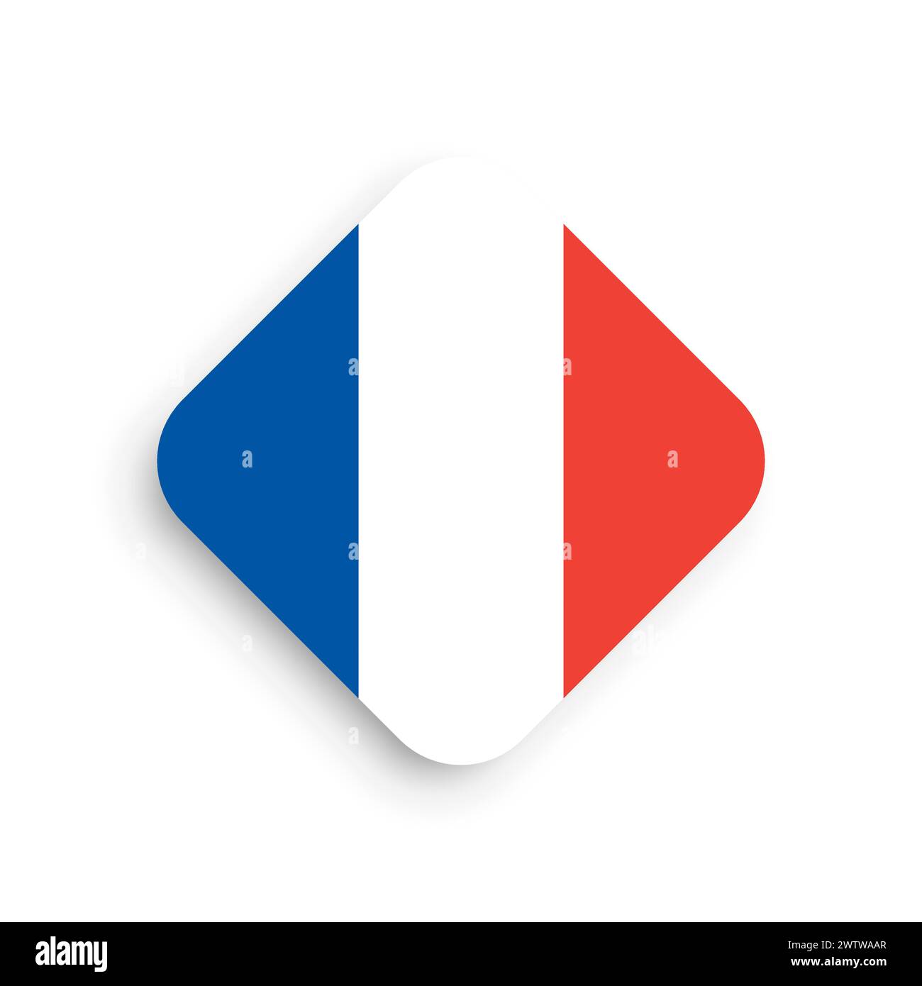 France flag - rhombus shape icon with dropped shadow isolated on white ...