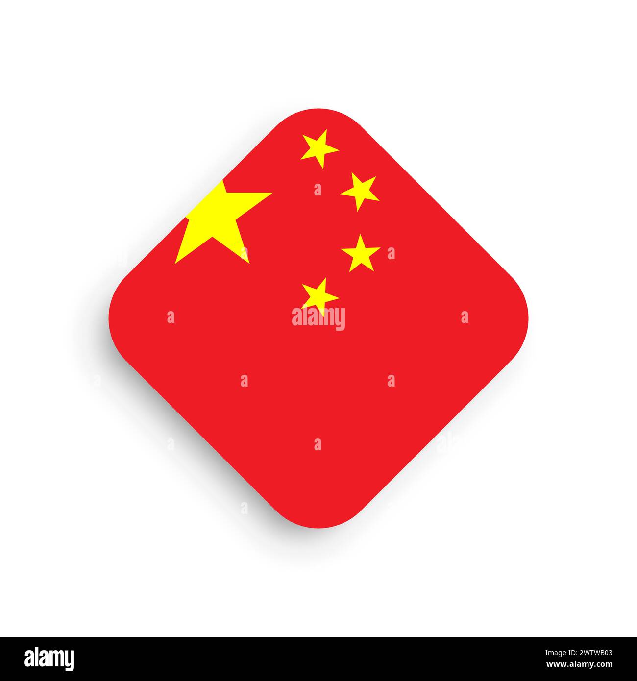 China flag - rhombus shape icon with dropped shadow isolated on white ...