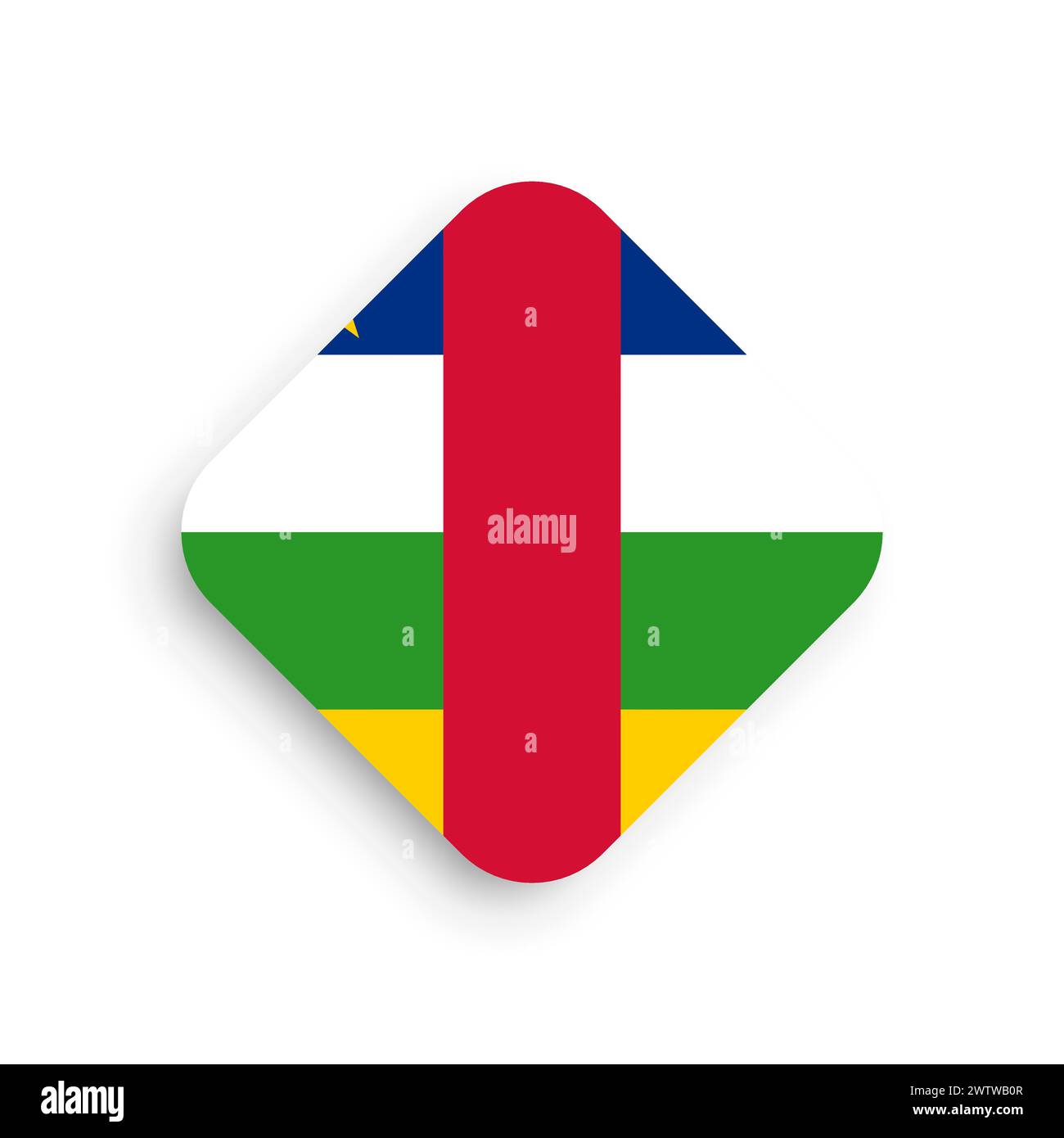 Central African Republic flag - rhombus shape icon with dropped shadow ...