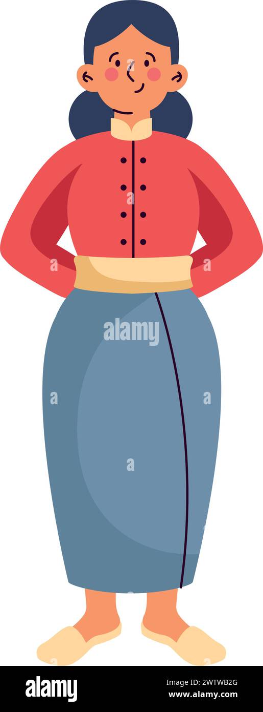 myanmar woman cartoon illustration vector Stock Vector Image & Art - Alamy