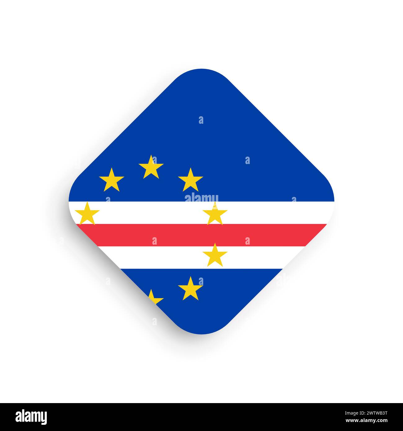 Cape Verde flag - rhombus shape icon with dropped shadow isolated on ...