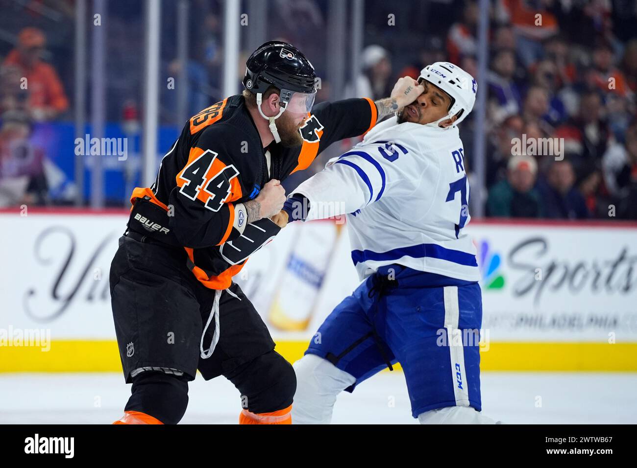 Philadelphia Flyers' Nicolas Deslauriers, left, fights with Toronto ...